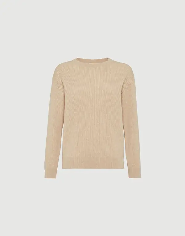 Brunello Cucinelli Cashmere English Rib Knit Sweater - Beige