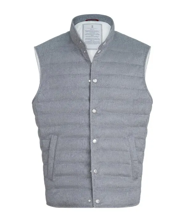 Brunello Cucinelli Flannel-textured Down Gilet