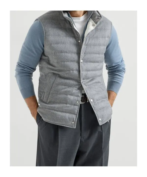 Brunello Cucinelli Flannel-textured Down Gilet