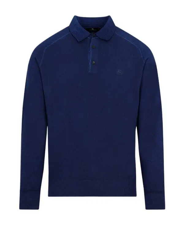 Etro Logo-embroidered Long-sleeve Polo Shirt
