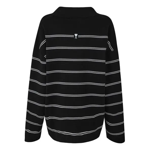 AMI Paris Striped Longsleeve Lapel Top