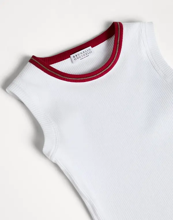 Brunello Cucinelli Ribbed Sleeveless Round Neck Top