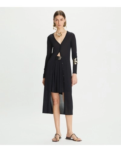 Tory Burch Long-sleeved V-neck Knitted Dress