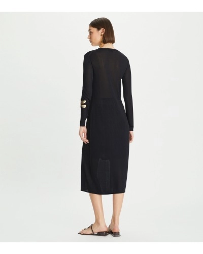 Tory Burch Long-sleeved V-neck Knitted Dress