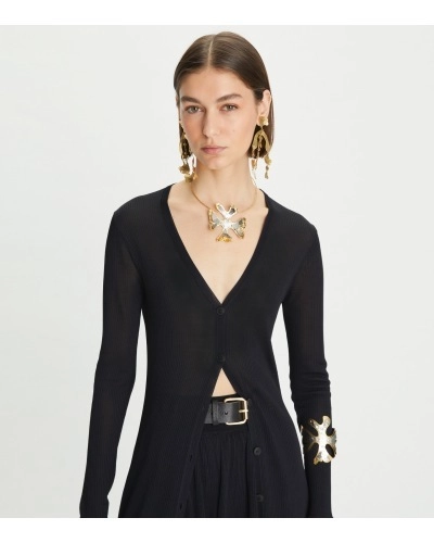 Tory Burch Long-sleeved V-neck Knitted Dress