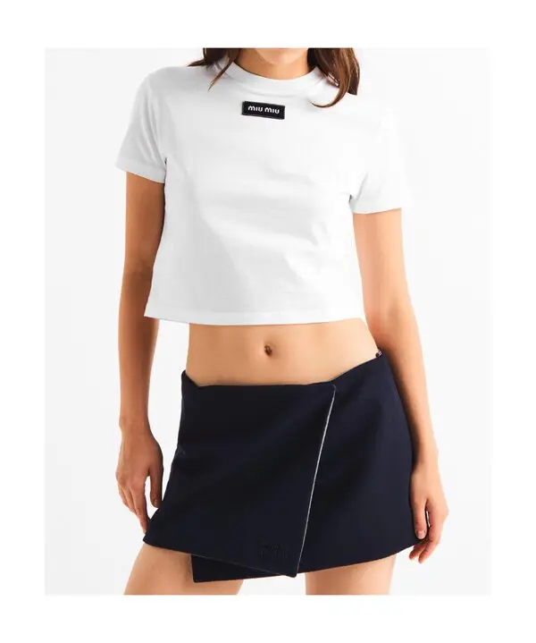 Miu Miu Cropped T-shirt - White