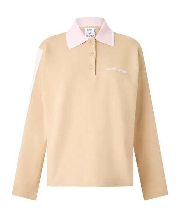 Casablanca Long-sleeve Polo Shirt With Striped Cuffs