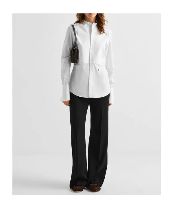 Fendi Stand Collar Long Sleeve Shirt - White