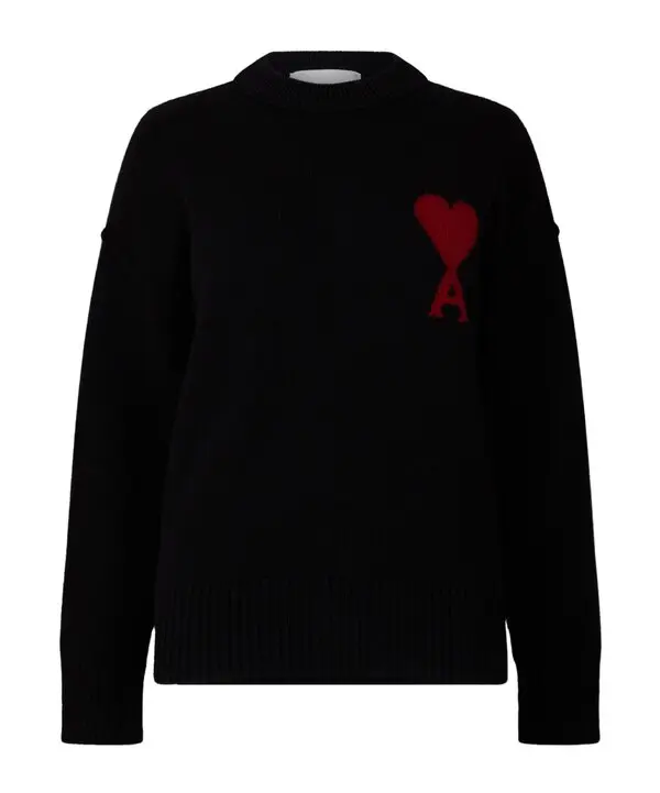 AMI Paris Embroidered Crew Neck Knit Sweater