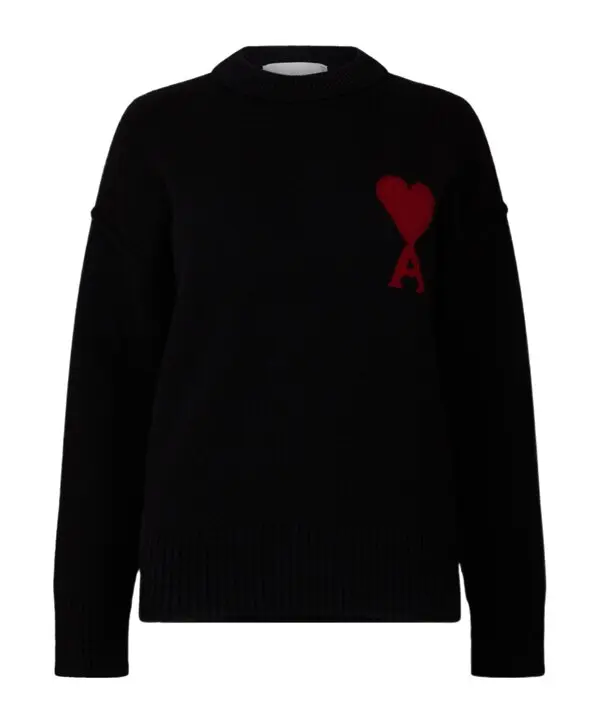 AMI Paris Embroidered Crew Neck Knit Sweater