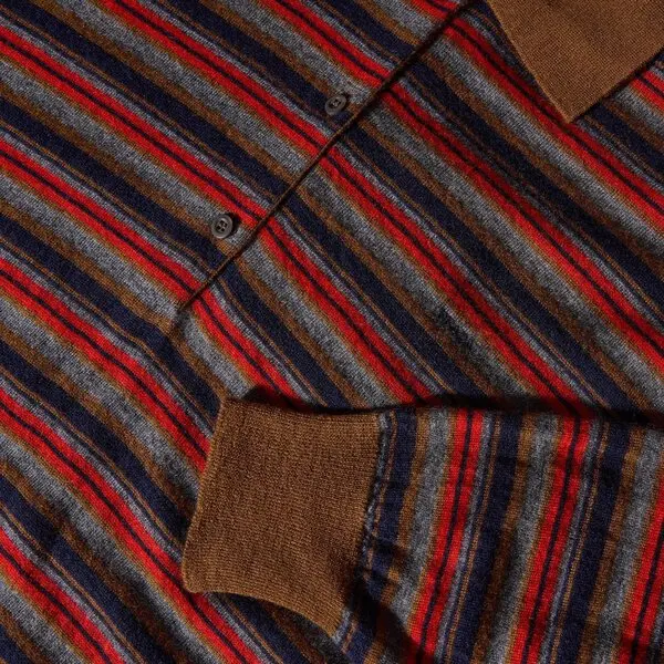 Prada Striped Long Sleeve Polo Knit Sweater