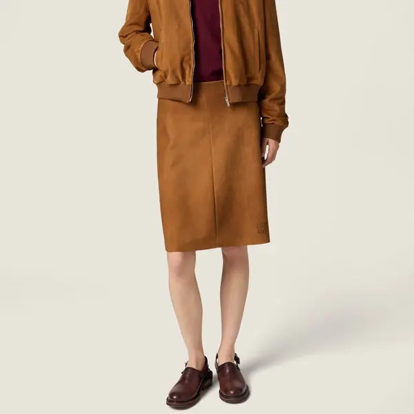 Miu Miu Waxed Suede Skirt