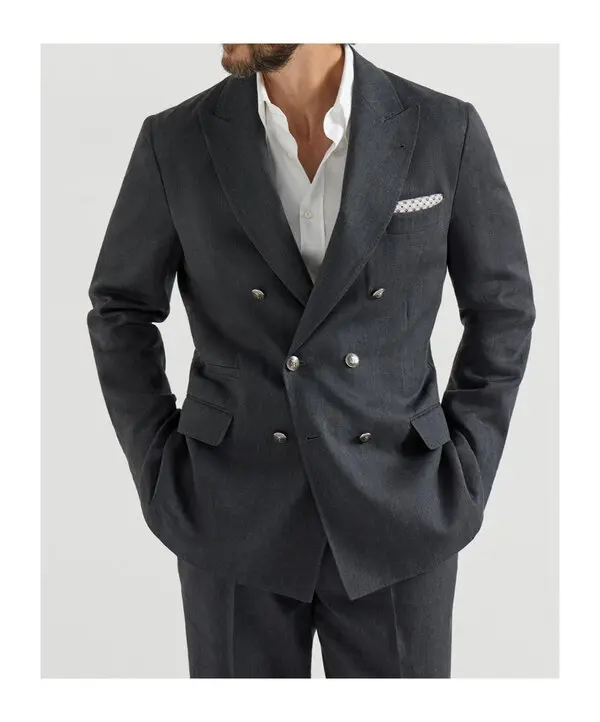 Brunello Cucinelli Chevron Double-breasted Blazer