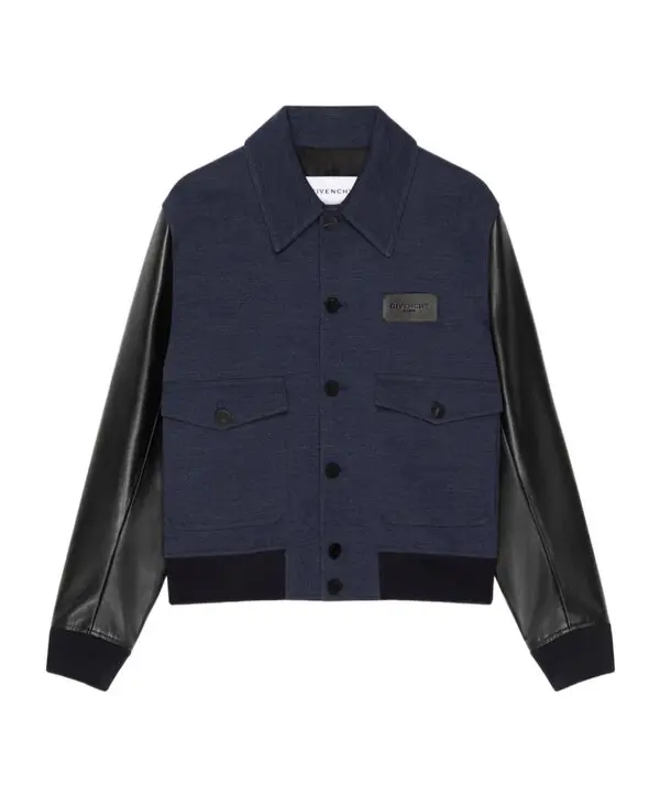 Givenchy Wool And Calfskin Leather Aviator Blouson - Black