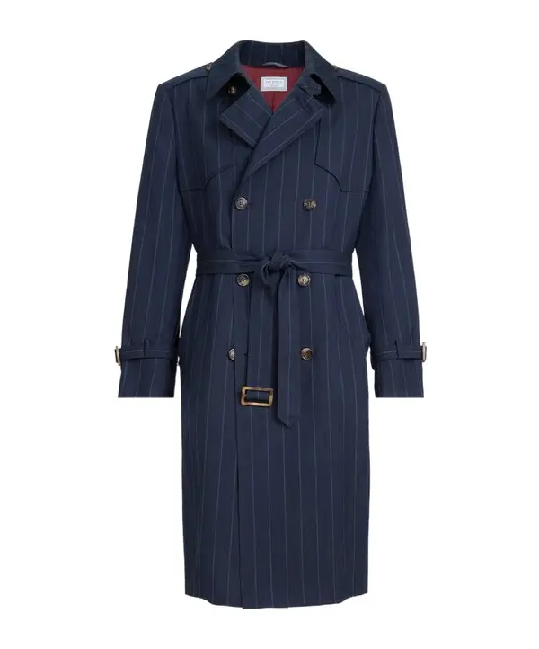 Brunello Cucinelli Striped Trench Coat
