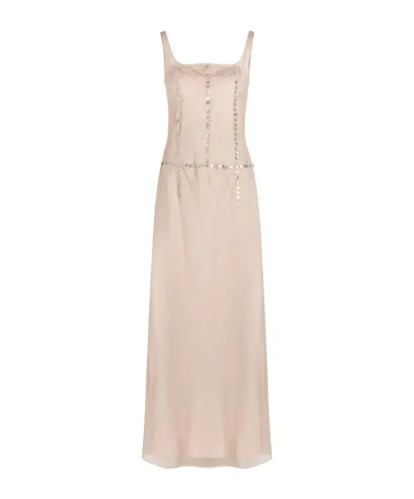 Staud Greta Embellished Silk-chiffon Midi Dress