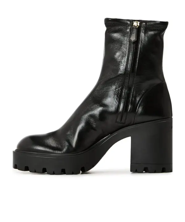 Prada Ankle High Heeled Boots With Platform Sole - Black