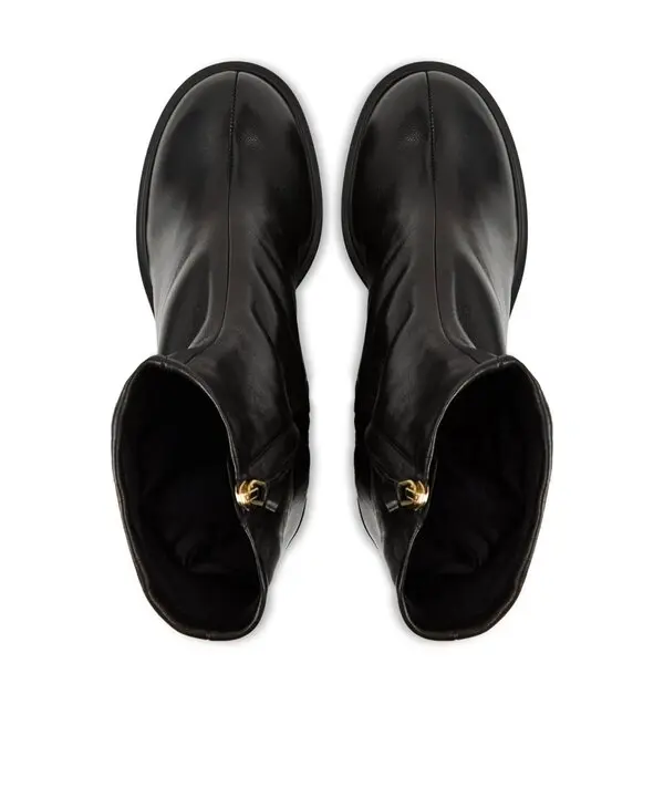 Prada Ankle High Heeled Boots With Platform Sole - Black