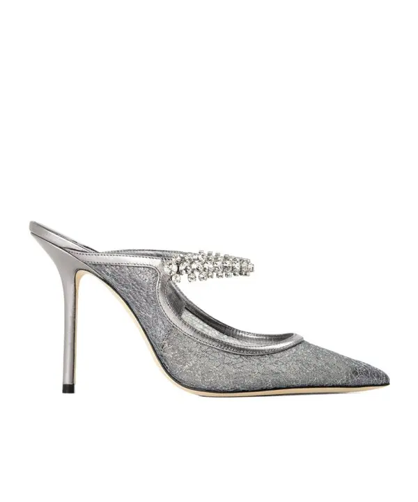 JIMMY CHOO Embellished Pointed Toe High Heel Slip-ons - Gray