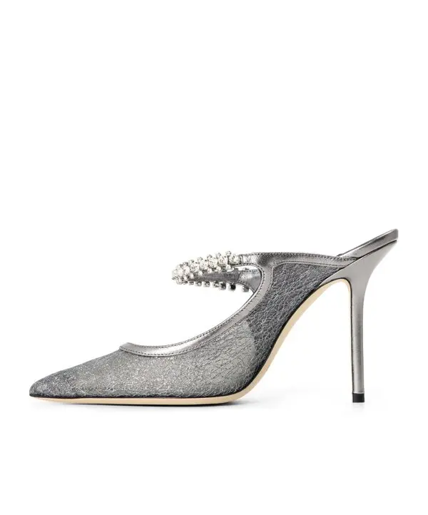 JIMMY CHOO Embellished Pointed Toe High Heel Slip-ons