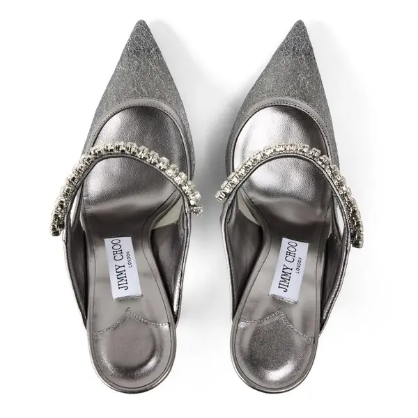 JIMMY CHOO Embellished Pointed Toe High Heel Slip-ons