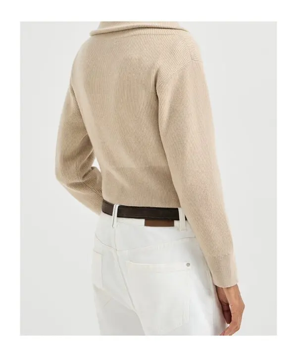 Brunello Cucinelli Cashmere English Rib Knit Cardigan