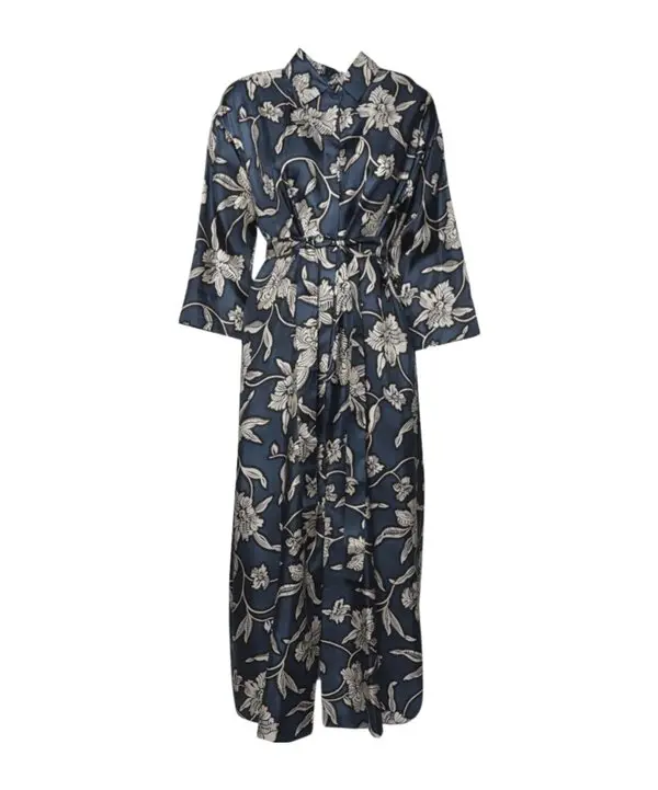 Max Mara Floral Print Belted Shirt Dress