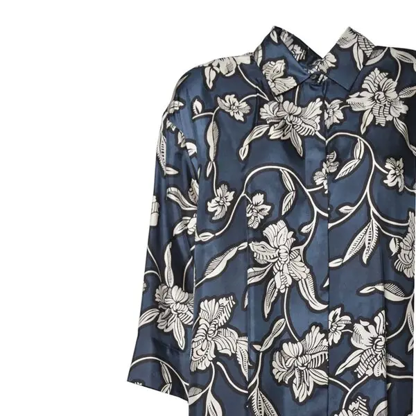 Max Mara Floral Print Belted Shirt Dress
