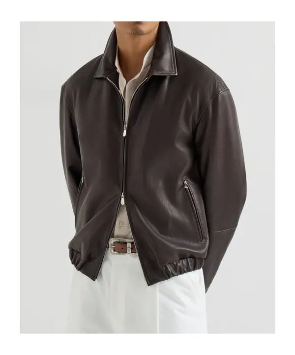 Brunello Cucinelli Leather Bomber Jacket