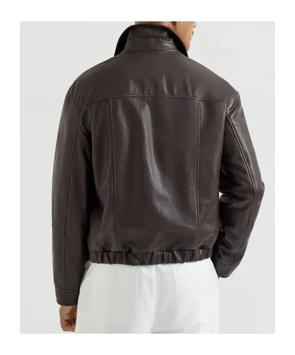 Brunello Cucinelli Leather Bomber Jacket