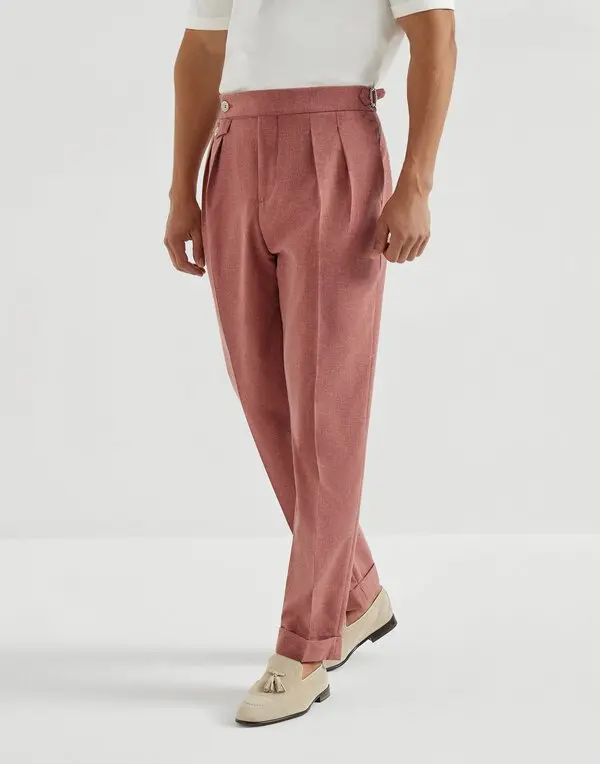 Brunello Cucinelli Pleated Tailored Trousers With Side Buckles