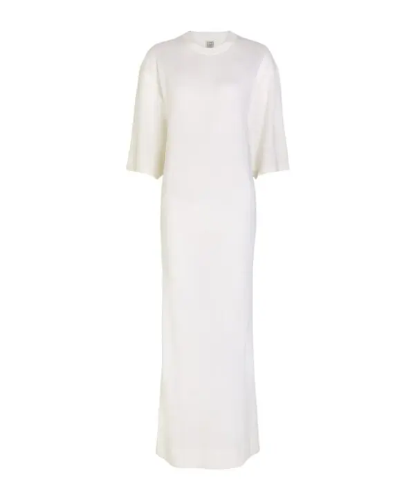 TOTEME Fine-knit Wool Maxi Tee Dress - White