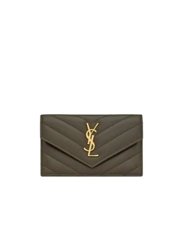 Saint Laurent Cassandre Matelassé Flap Card Case In Lambskin