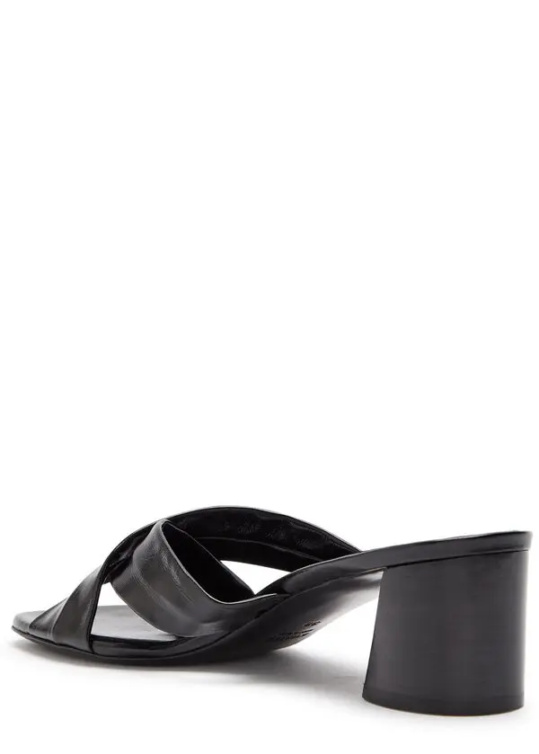 Khaite Leather Crossover Block Heel Mules - Black