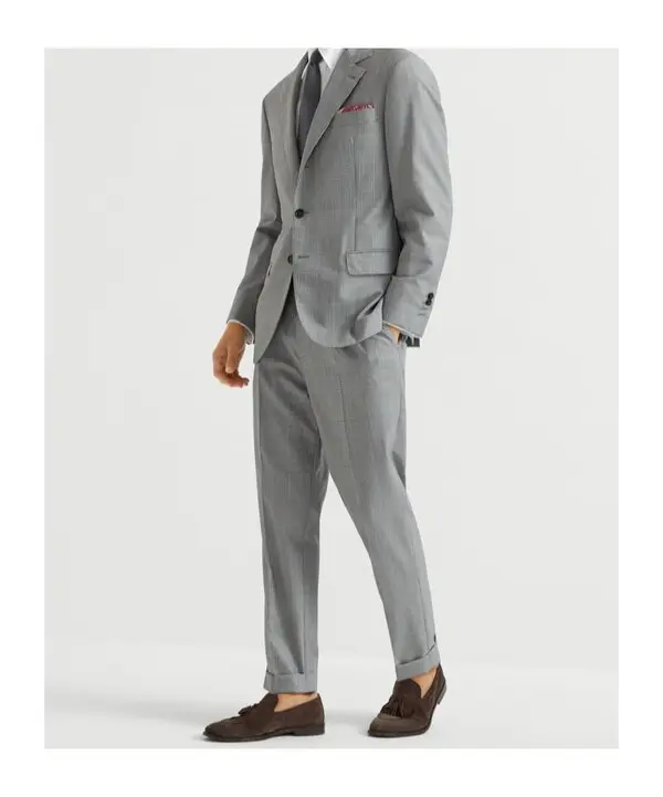 Brunello Cucinelli Tailored Wool Trousers With Pleated Hem