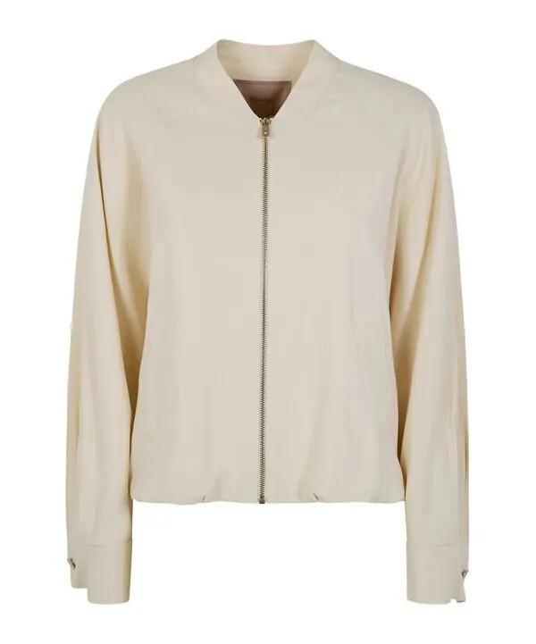 TWINSET Zip Front Bomber Jacket - Nude
