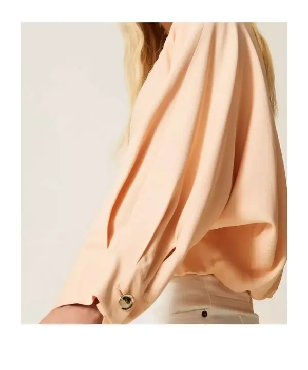 TWINSET Zip Front Bomber Jacket - Nude