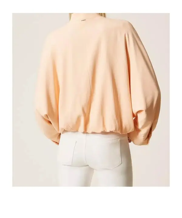 TWINSET Zip Front Bomber Jacket - Nude