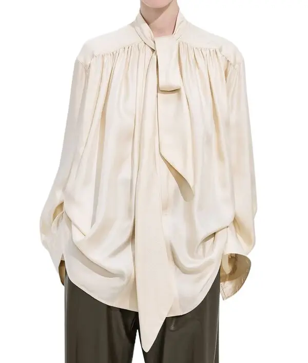 Bottega Veneta Viscose Twill Blouse With Pleated And Tie Details
