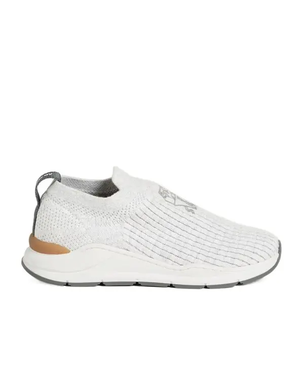 Brunello Cucinelli Ribbed Knit Slip-on Sneakers With Heraldic Logo