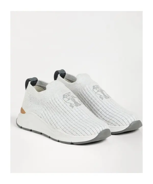Brunello Cucinelli Ribbed Knit Slip-on Sneakers With Heraldic Logo