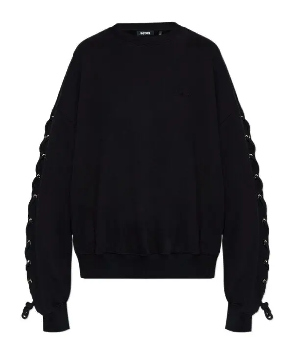 ROTATE BY BIRGER CHRISTENSEN Lace-up Sleeve Sweatshirt - Black