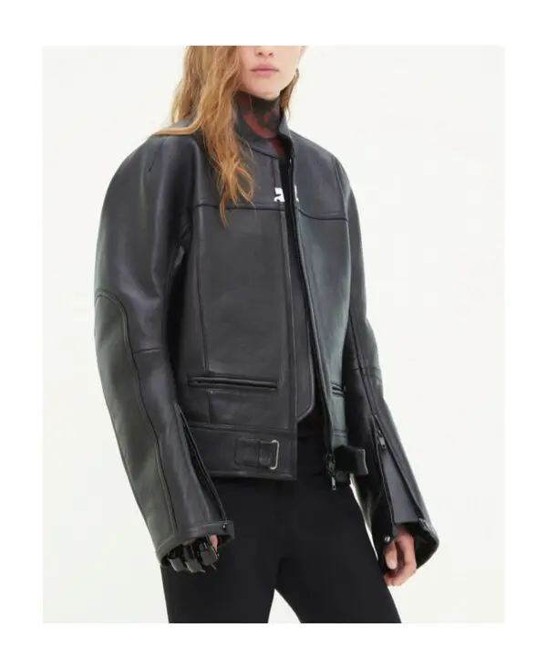 COURREGES Scuba Leather Zipped Bomber Jacket
