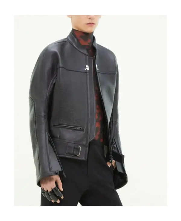 COURREGES Scuba Leather Zipped Bomber Jacket