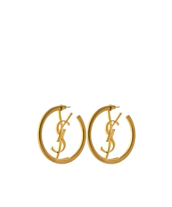 Saint Laurent Monogram Hoop Earrings - Yellow