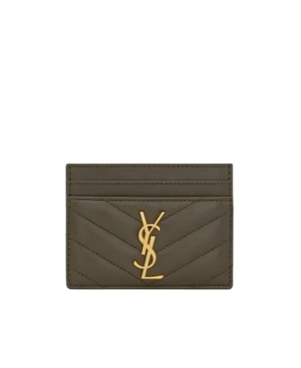 Saint Laurent Cassandre Matelassé Card Case In Lambskin