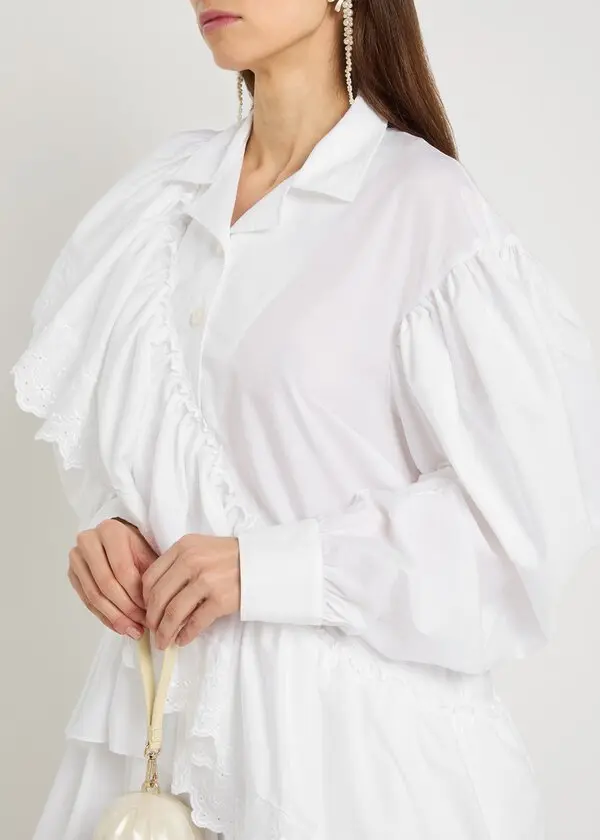 Simone Rocha Ruffled Cotton Midi Shirt Dress
