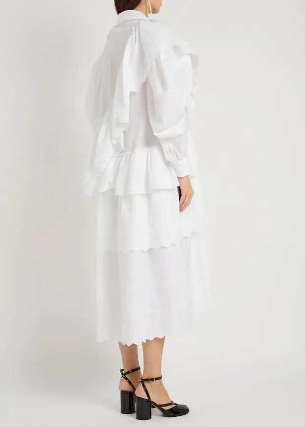 Simone Rocha Ruffled Cotton Midi Shirt Dress