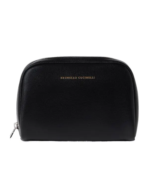 Brunello Cucinelli Textured Leather Wash Bag - Black