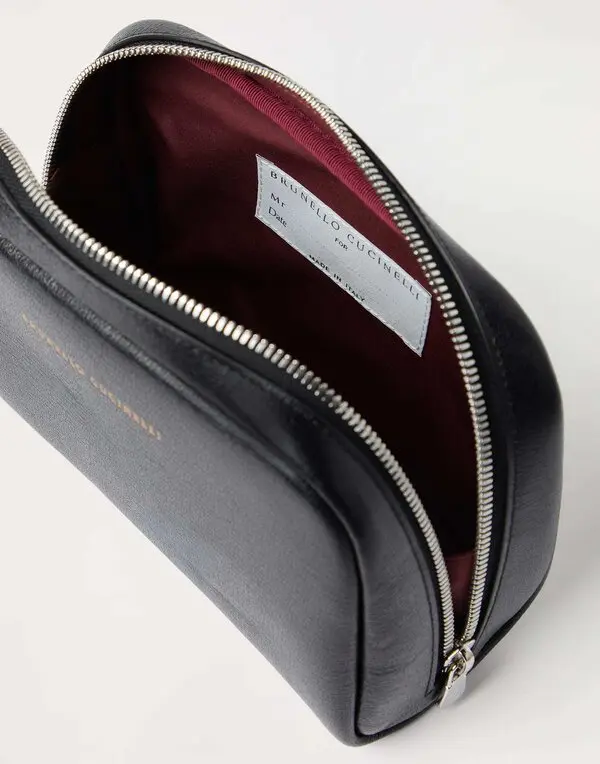 Brunello Cucinelli Textured Leather Wash Bag - Black